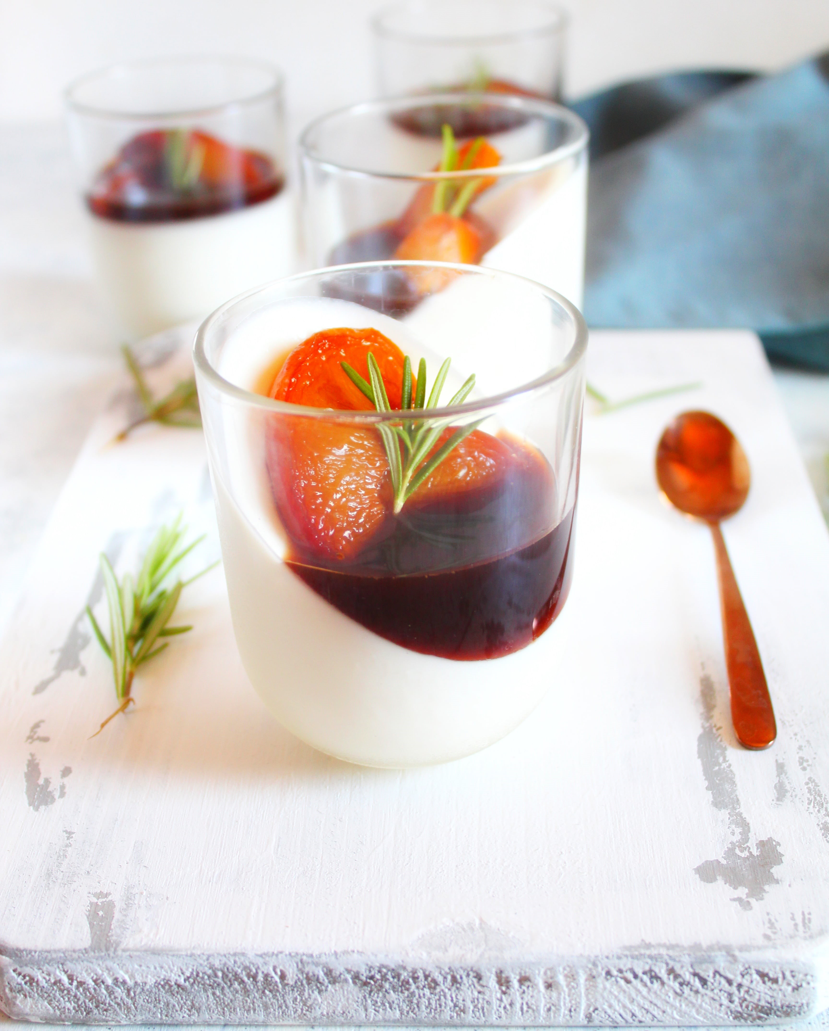 Yogurt panna cotta with balsamic vinegar caramelized nectarines and ...
